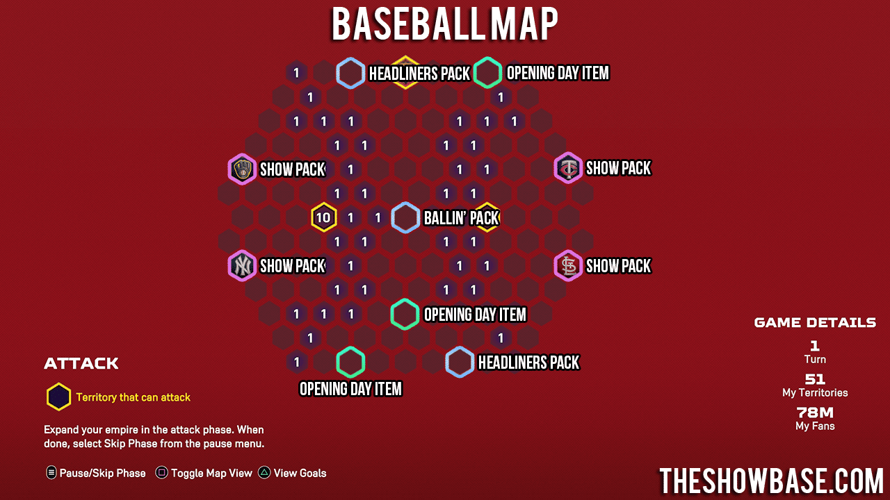 Baseball Map Conquest Hidden Rewards MLB The Show 25